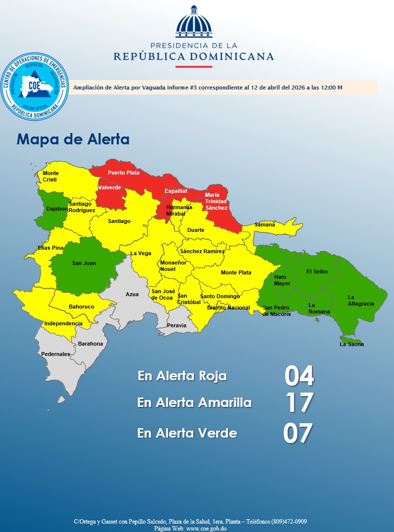¿Dónde hay alerta por lluvias en RD? COE eleva niveles en 4 provincias ...